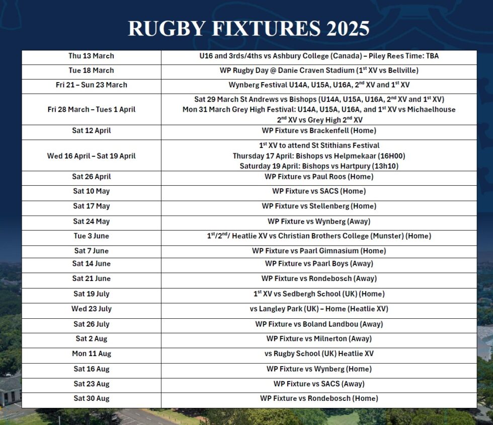 Key 2025 Term 3 rugby dates | Bishops Rugby